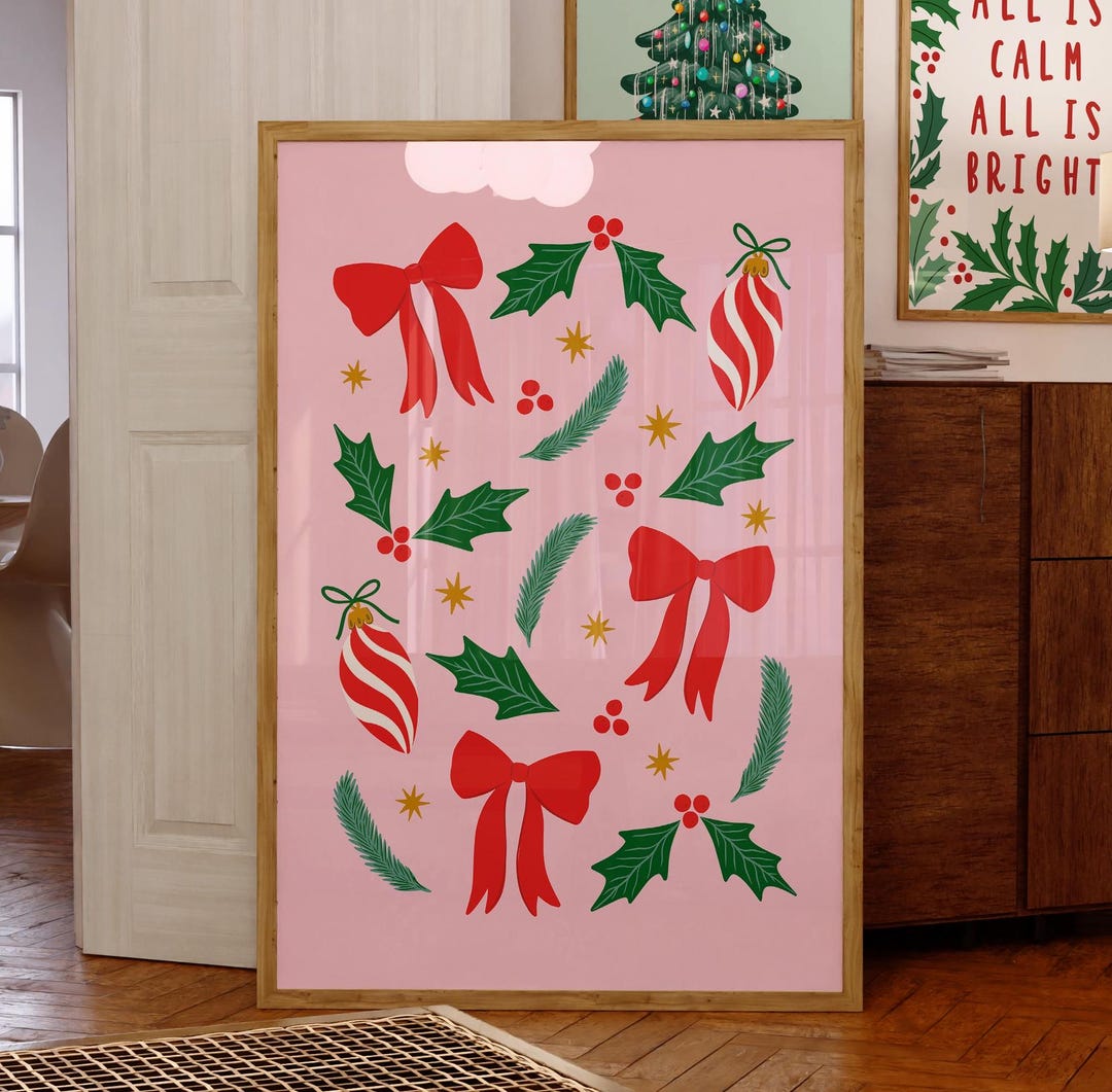 Pretty Pink Christmas Print Instant Download Coquette Decor Christmas ...