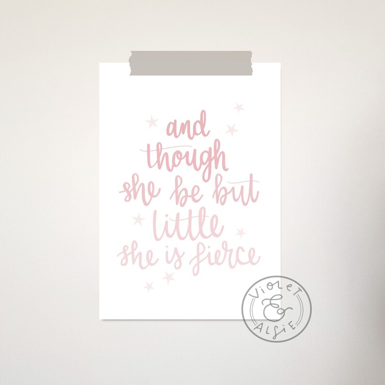 Though She Be but Little Pink Nursery Wall Art Set of 3 - Etsy