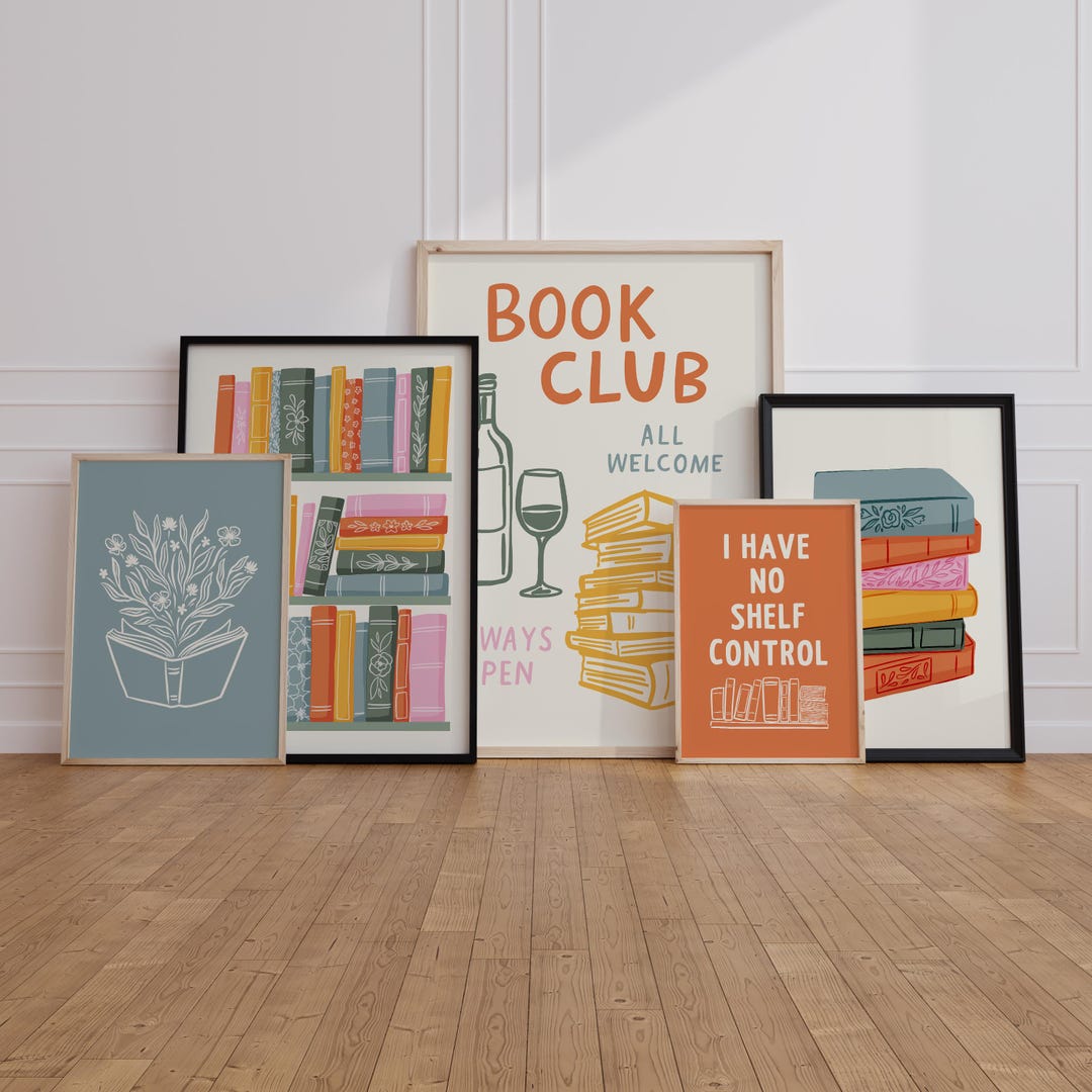 Boho Book Lover Print Bundle, Printable Wall Art, Book Lover Prints ...