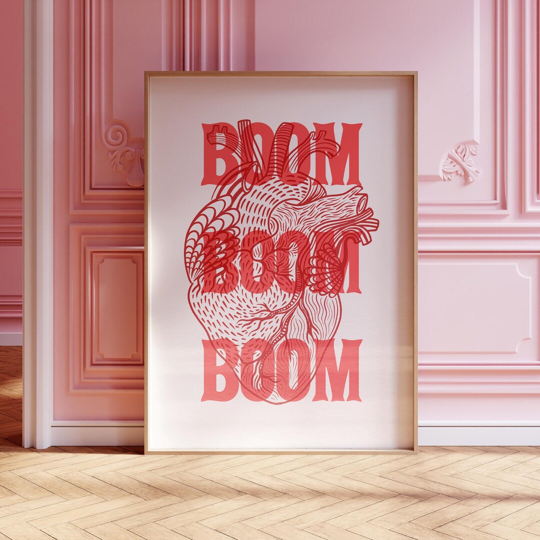 Boom Boom Boom Heart Print Instant Download Art Valentine's Day Decor ...