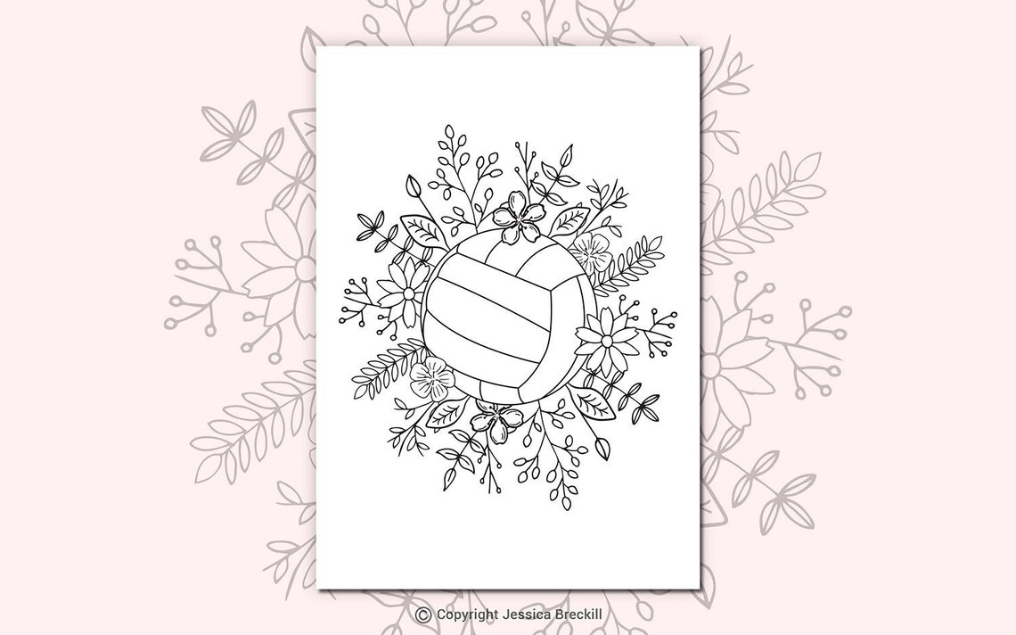 Floral NETBALL colouring page coloring page digital | Etsy