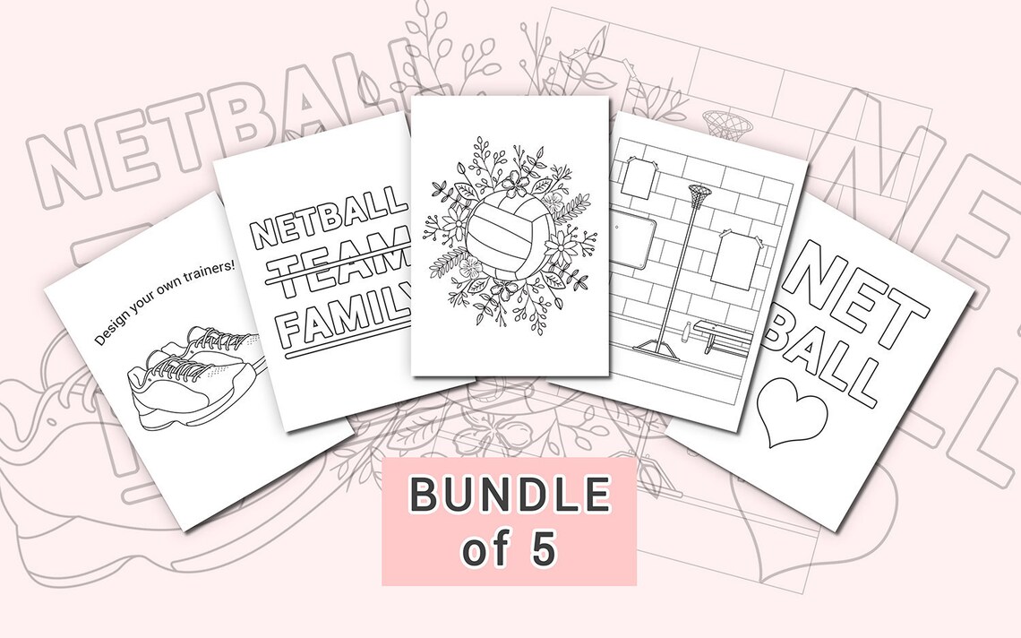 BUNDLE of NETBALL colouring pages coloring page digital | Etsy