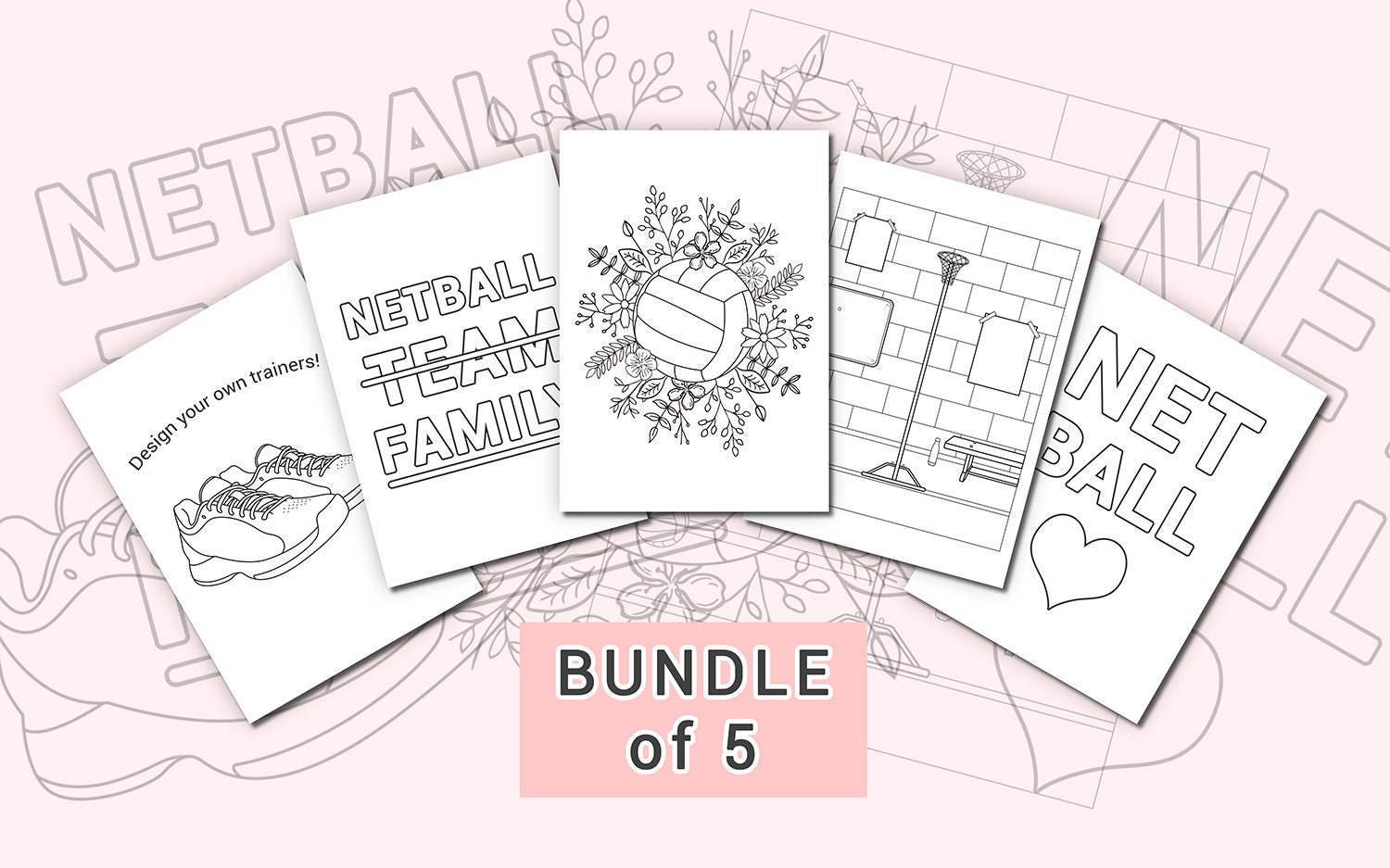 BUNDLE of NETBALL colouring pages coloring page digital | Etsy