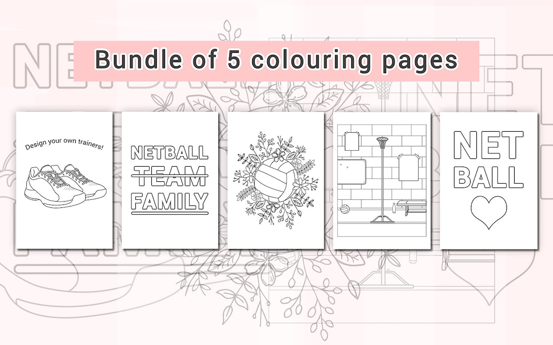 BUNDLE of NETBALL colouring pages coloring page digital | Etsy