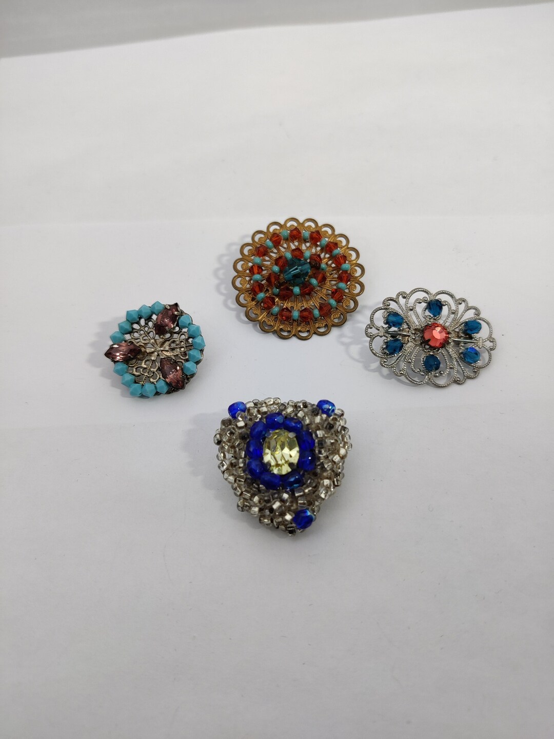 Vintage Fancy Brooches Print Decorated With Glass and Crystal - Etsy