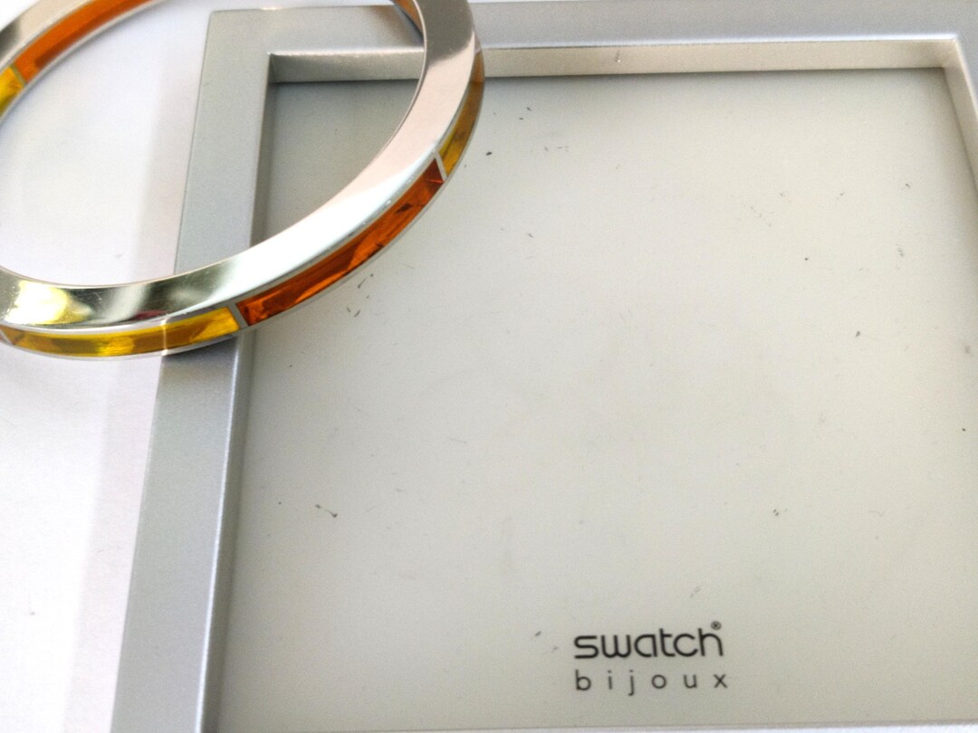 Signed SWATCH Vintage Bangle Bracelet in Silver Metal and Resin - Etsy