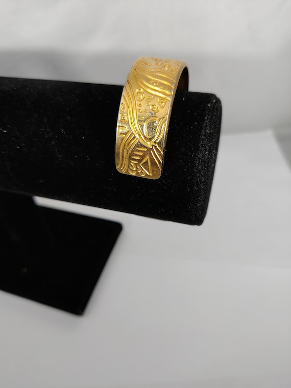 signé MAROUSSIA bracelet jonc ouvert en métal doré et… - Gem