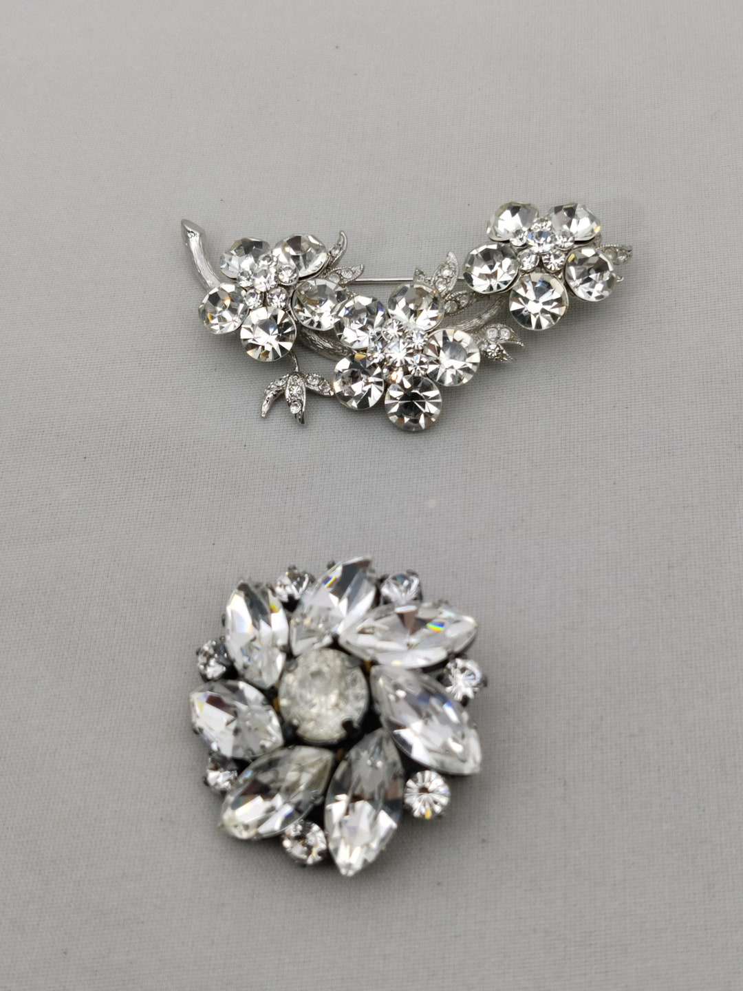 Vintage Fancy Brooches Adorned With Crystal Rhinestones - Etsy
