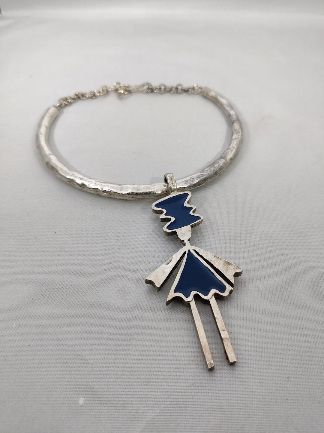 Signed BICHE DE BERE Vintage Silver Torque Necklace and Miss Pendant in ...