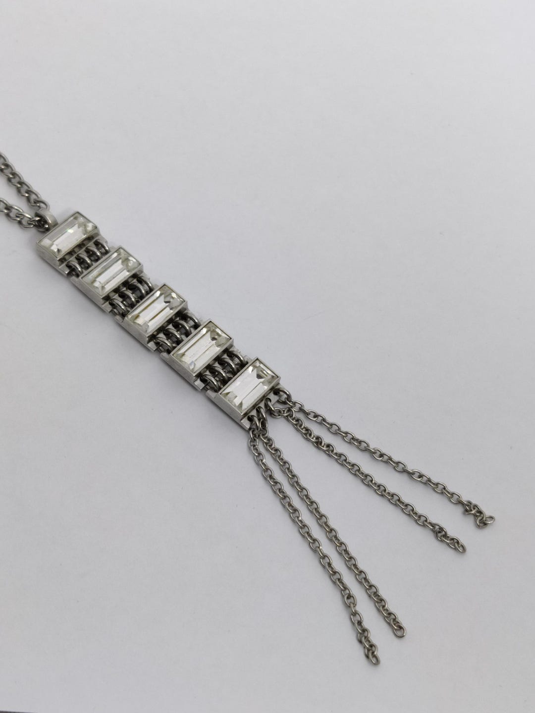 Signed SWATCH Vintage Y-necklace With Rhinestone Pendant on Silver ...