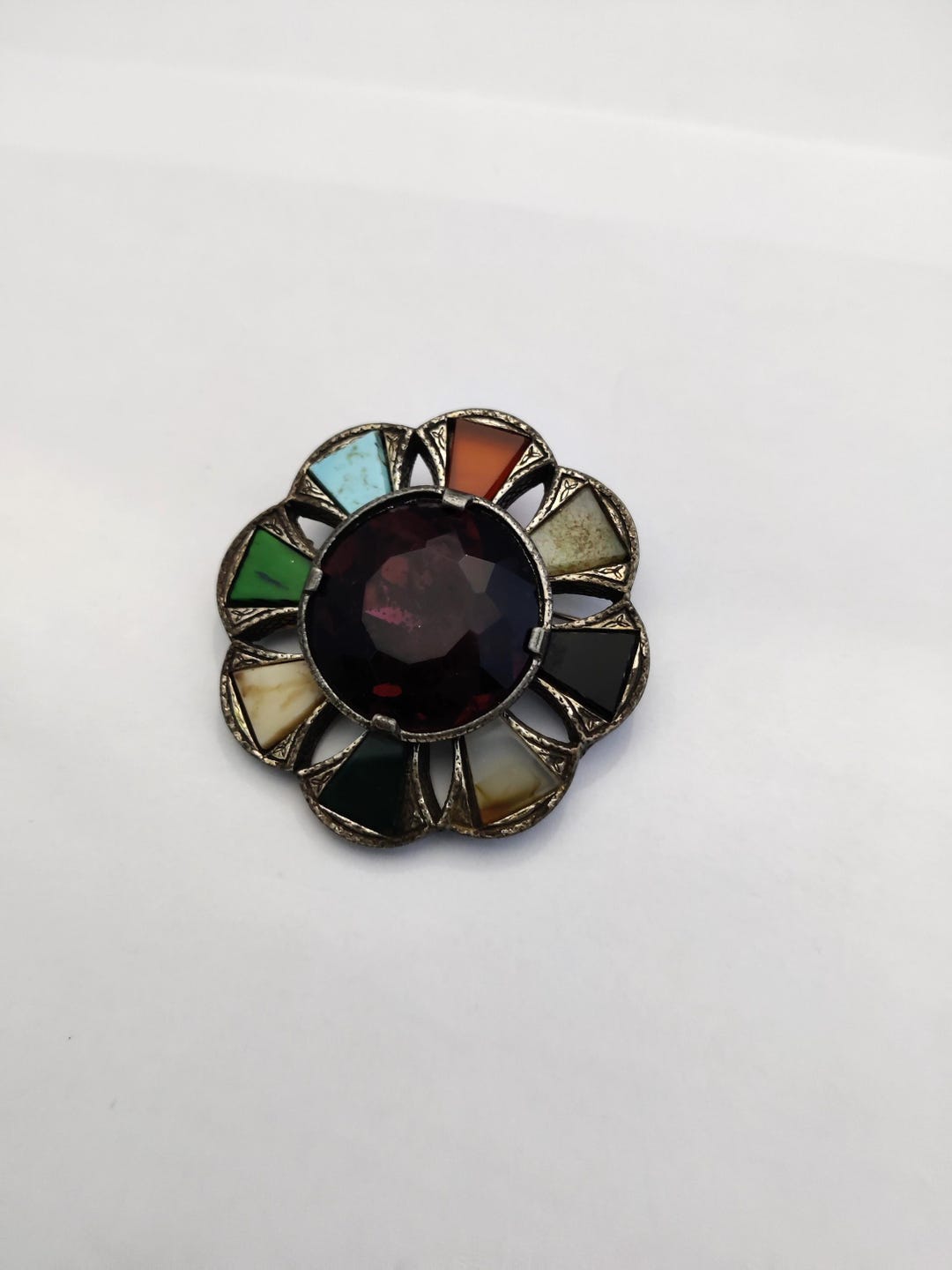 Signed MIRACLE Vintage Brooch in Silver Metal and Stones - Etsy