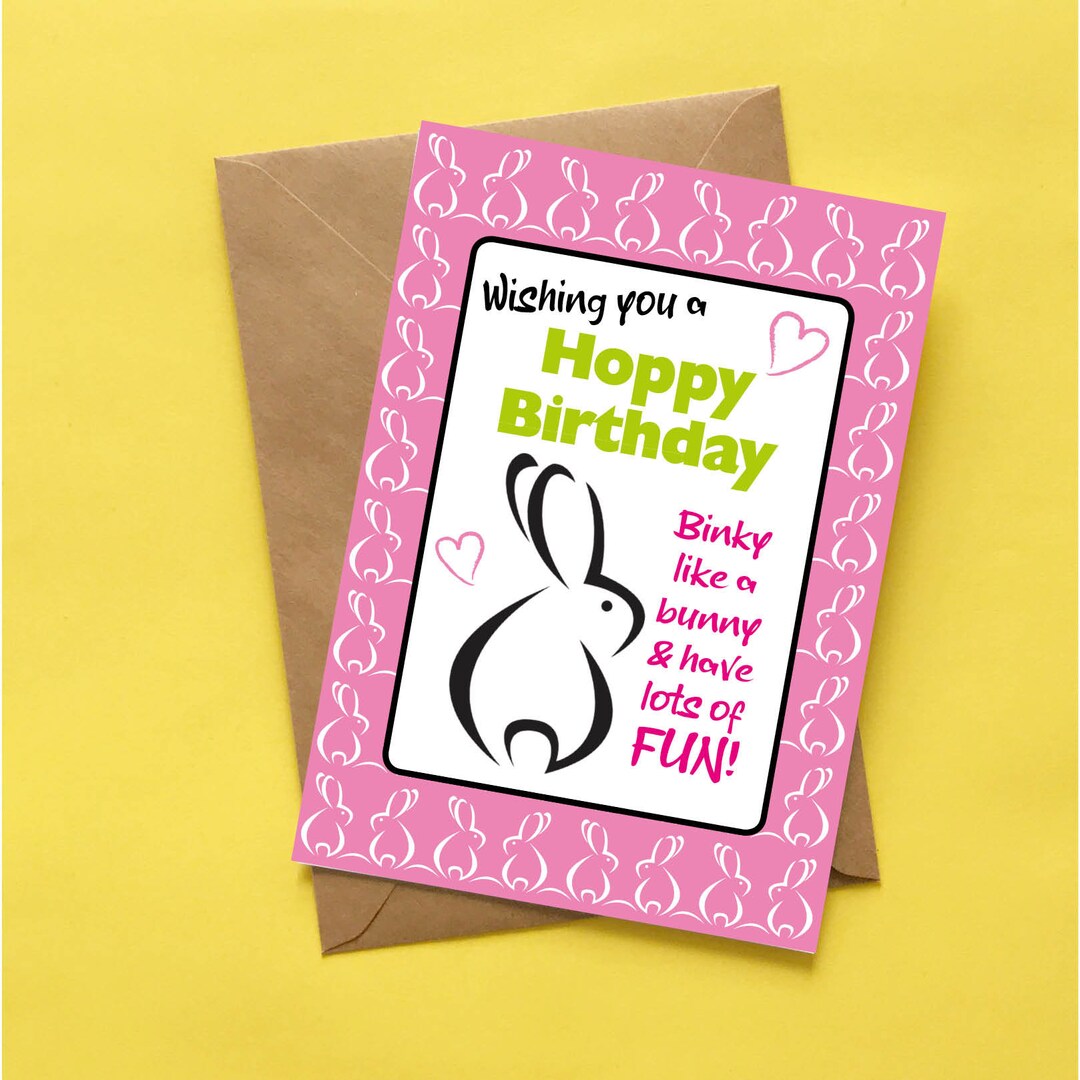 Hoppy Birthday Card, Binky Like a Bunny and Have Lots of Fun Greeting ...