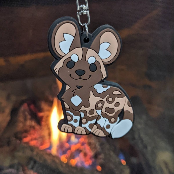 African Wild Dog Keychain - Etsy