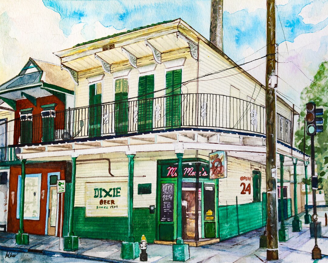 Ms. Mae's in New Orleans, Illustration Art Print of the Club Ms. Mae's ...