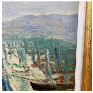 French 20th Century Impressionist Harbor, With Fishing Boats at Sea ...