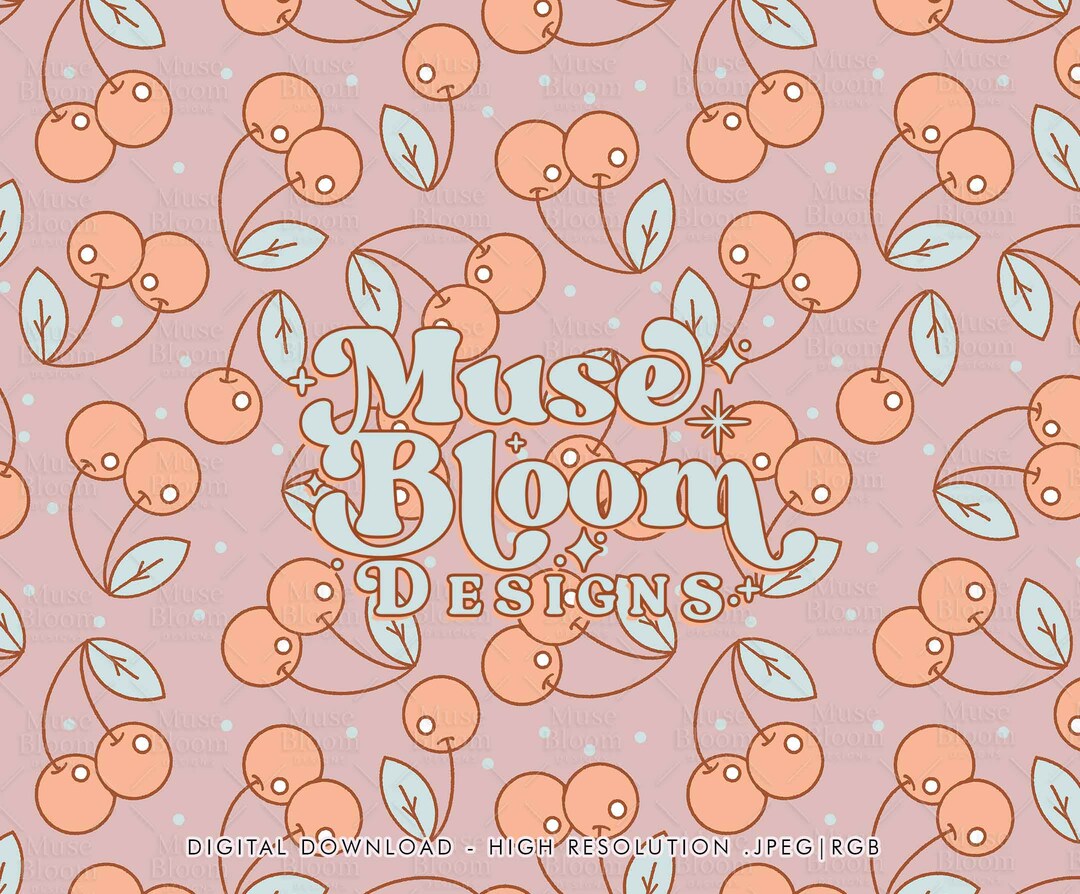 Retro Cherries Seamless Pattern Design Repeating File for Fabric ...