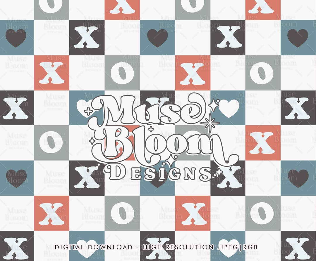 Retro Xoxo Boys Valentines Seamless Pattern Repeating File Sublimation ...