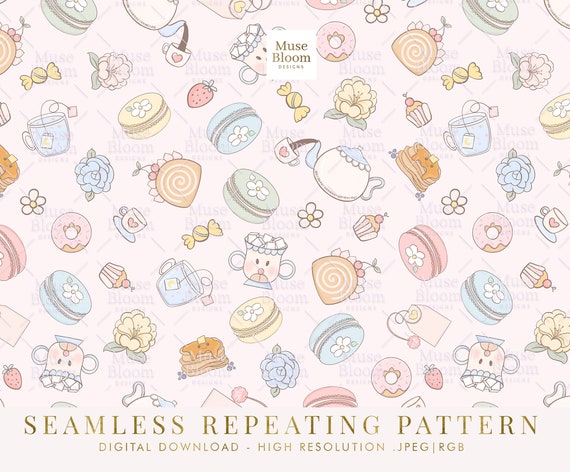 Kawaii Pastry Sweets Repeating Seamless Pattern Design Tiling | Etsy