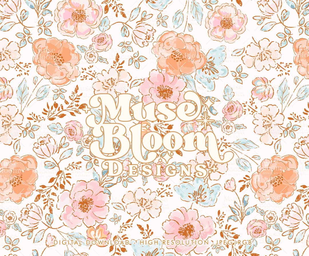 Watercolor Boho Floral Print Seamless File for Fabric Sublimation ...