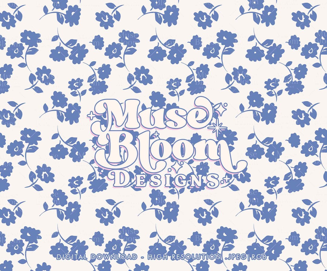 Ditsy Blue Floral Seamless Pattern Repeat File Xenia Coordinate Digital ...