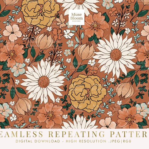 Boho Seamless Digital Paper Boho Rainbows Commercial Use - Etsy