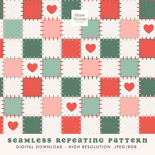 Christmas Checkerboard Seamless Pattern Digital File for - Etsy