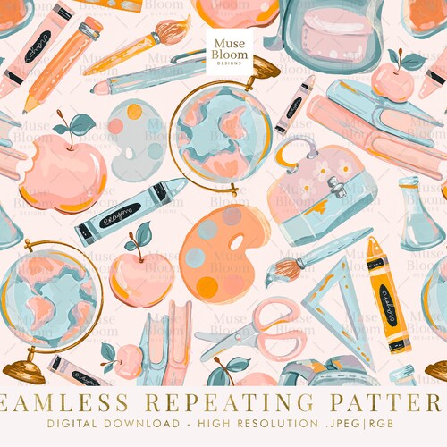 Back to School Pattern Teacher Seamless Repeat Pattern for - Etsy