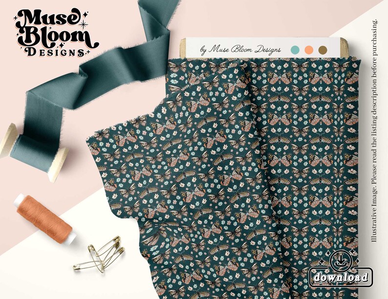 Boho Dark Academia Aesthetic Floral Butterflies Moths Seamless - Etsy