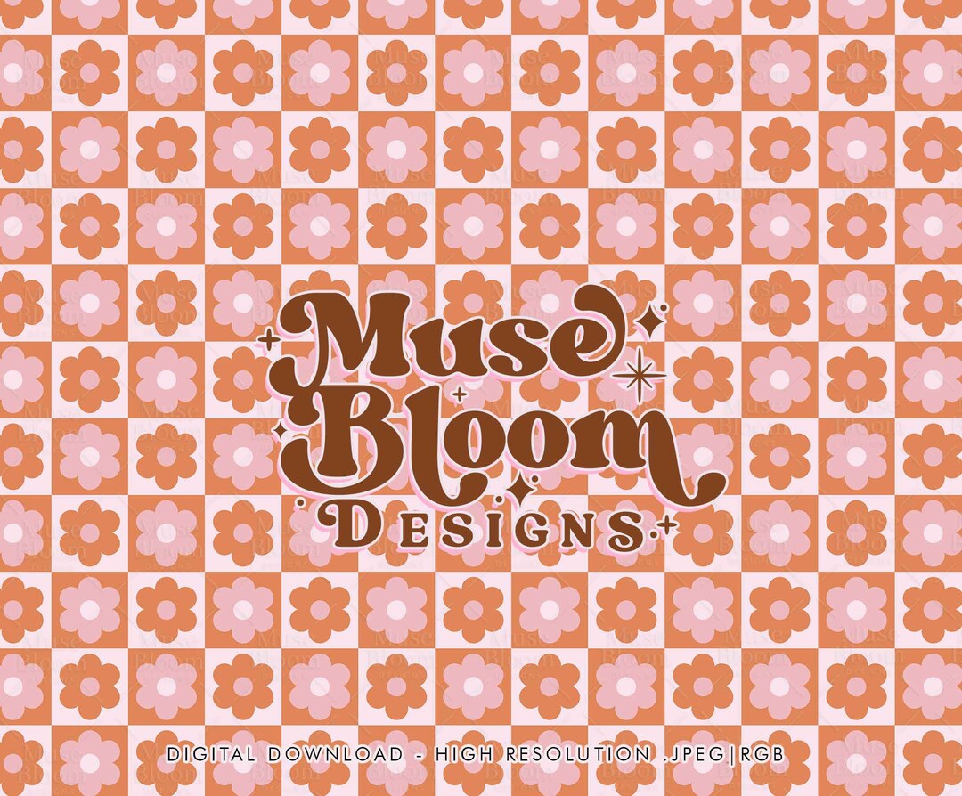 Groovy Flowers Checker Boho Retro Seamless Pattern Files - Etsy