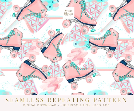 Roller Skating Repeating Seamless Pattern Design Tiling | Etsy