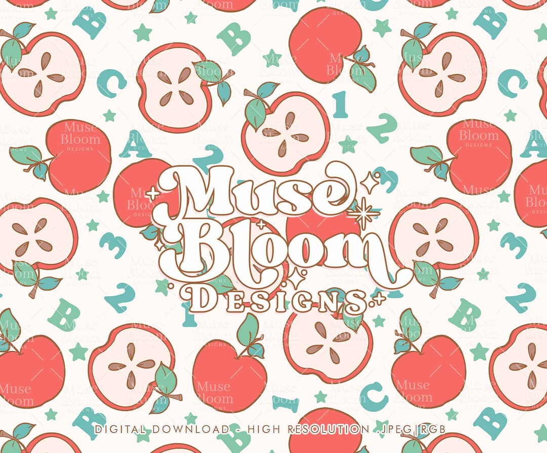 Modern Trendy Back to School Apples and Letters Seamless Pattern ...
