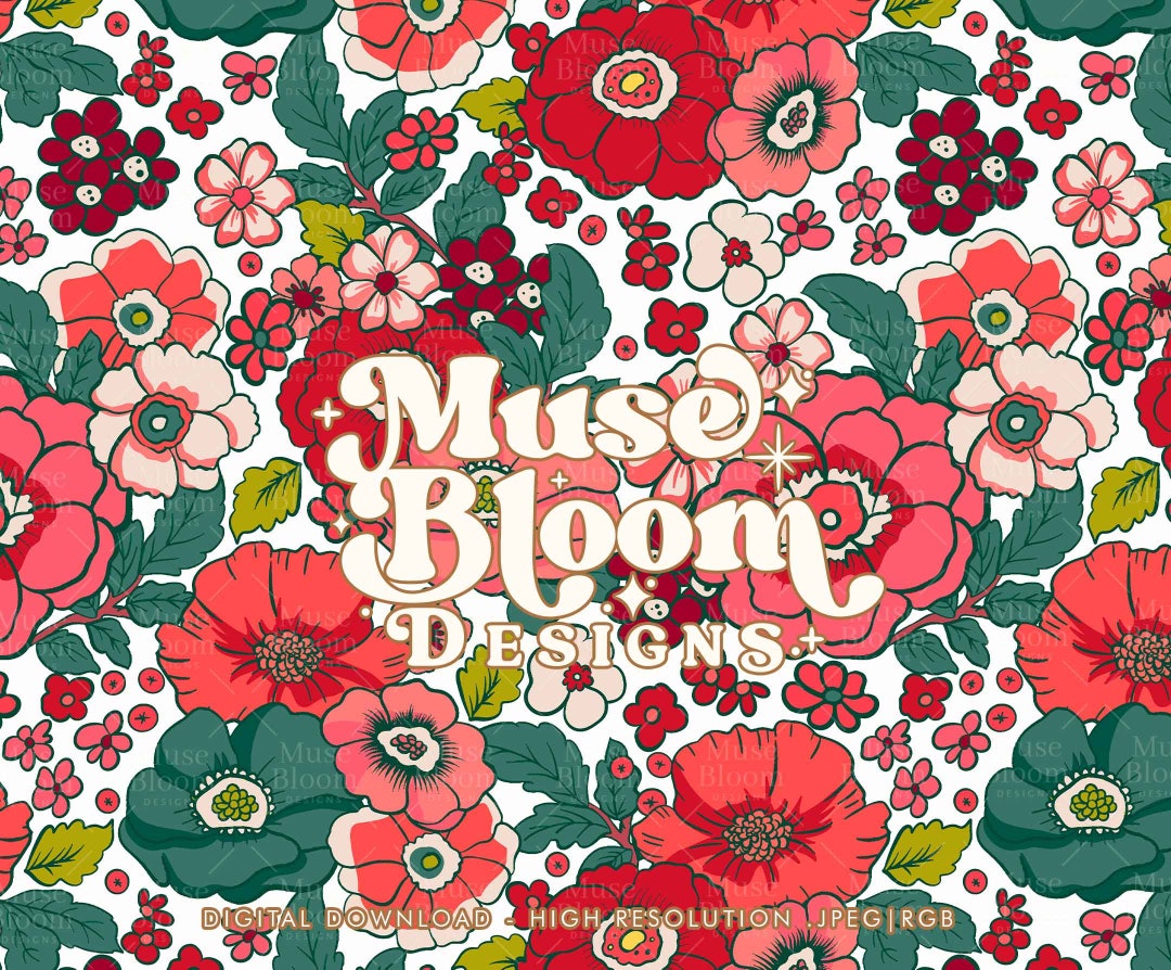 Christmas Floral Seamless File - Alice - Jolly Light - Etsy