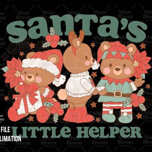 Santa's Little Helper PNG Sublimation Design for Kids - Etsy