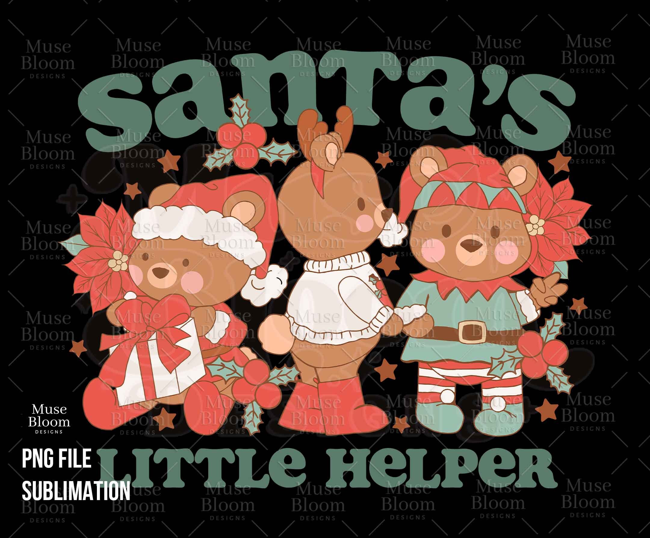 Santa's Little Helper PNG Sublimation Design for Kids - Etsy
