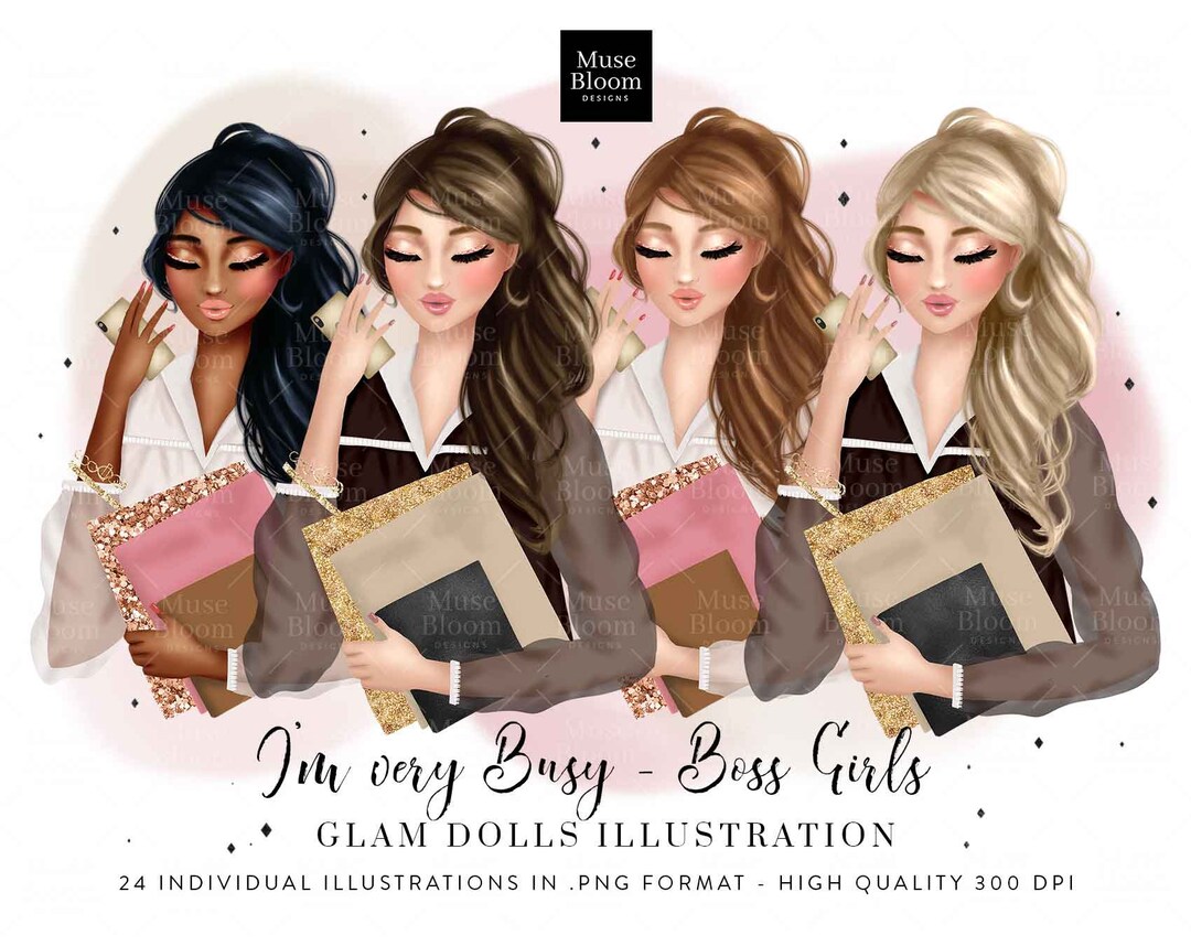 Glam Boss Girls Illustration | Fashion Clipart (digital Download) - Etsy