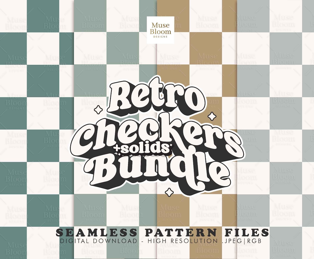 Retro Checkers Seamless Patterns and Coordinate Solid Colors Repeating ...