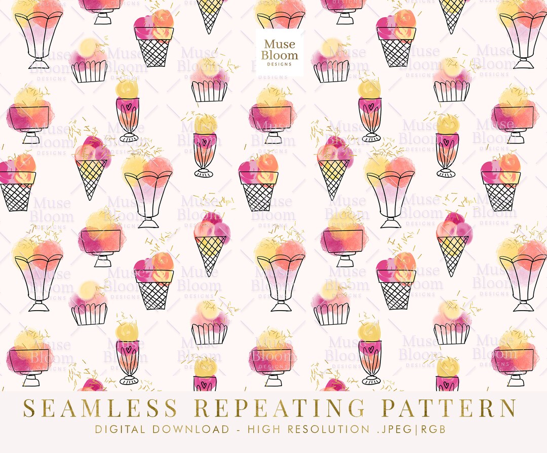 Ice Cream Repeating Seamless Pattern Design, Repeating File, Tiling ...