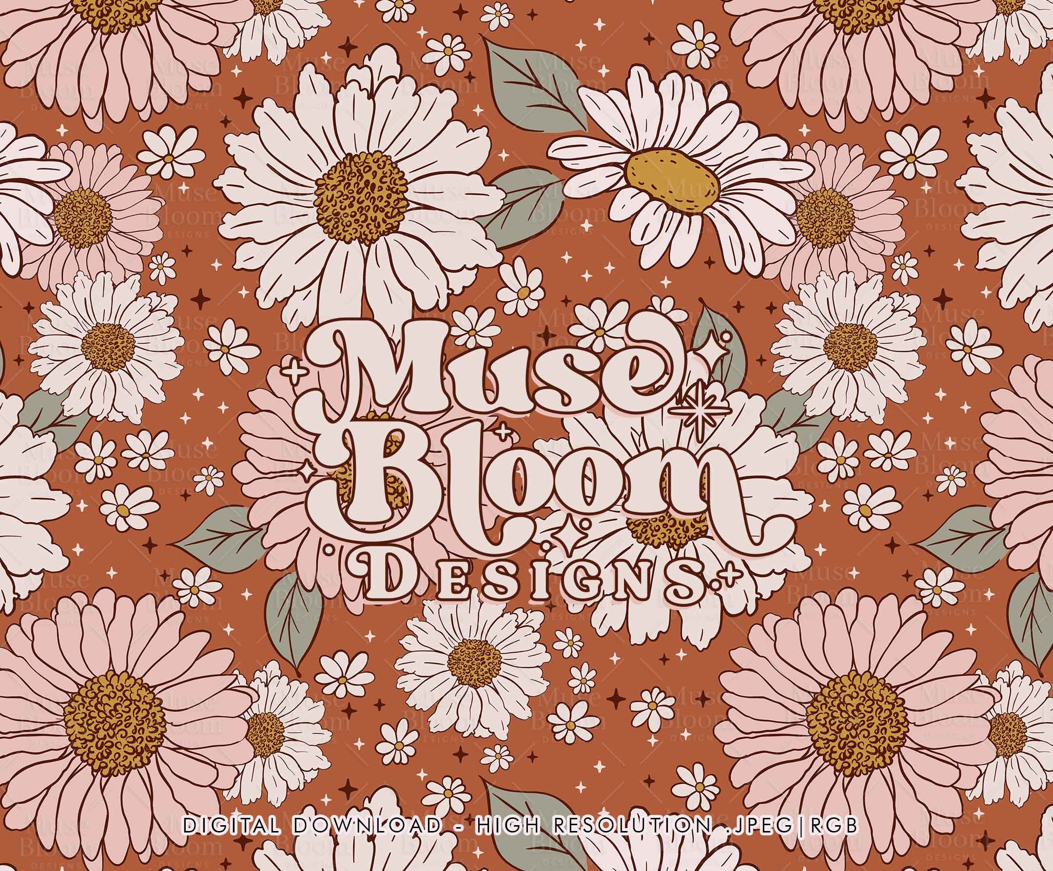 Boho Pink Retro Vintage Floral Seamless Pattern for Fabric - Etsy