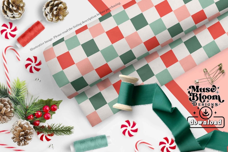 Christmas Checkerboard Seamless Pattern Digital File for - Etsy