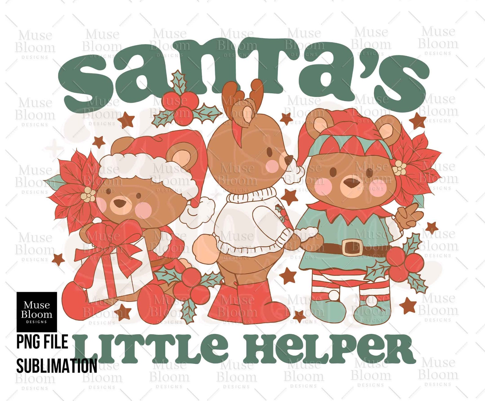 Santa's Little Helper PNG Sublimation Design for Kids - Etsy