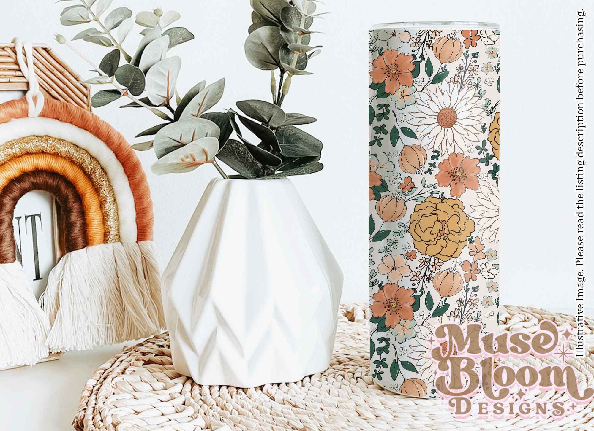 Boho Retro Flowers Floral Repeating Seamless Pattern Design - Etsy