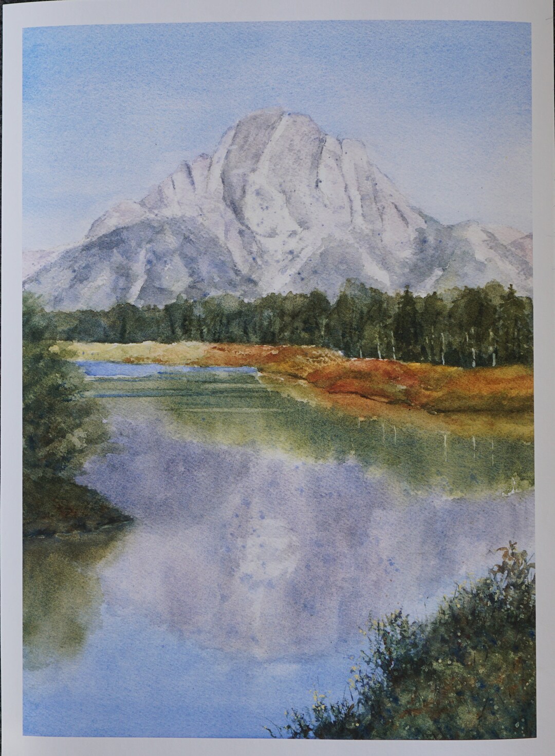 Mount Moran, Grand Tetons National Park, Watercolor Giclee Print, Mount ...
