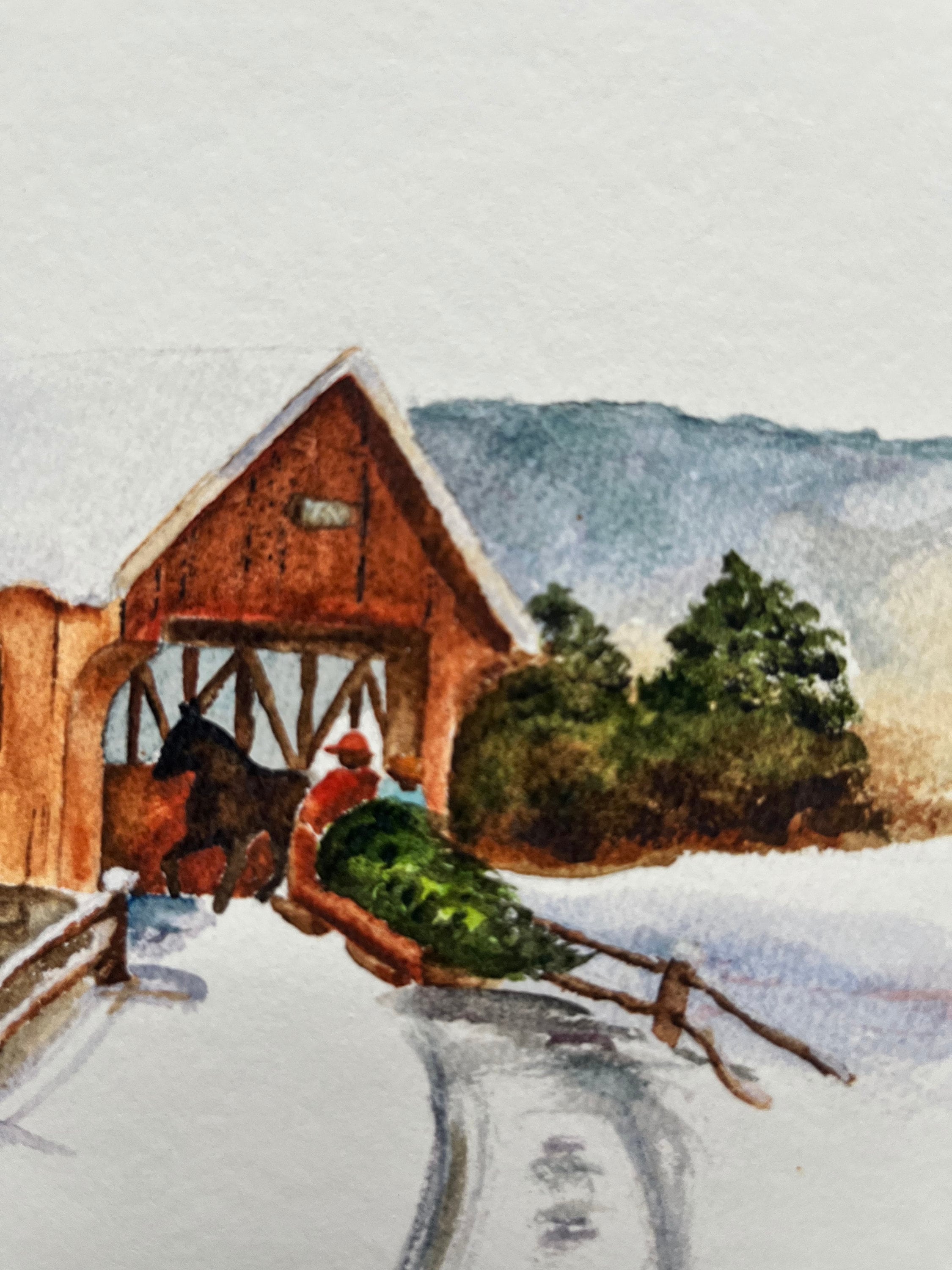 Christmas in the Country, Giclee Print From My Original Watercolor, Old ...