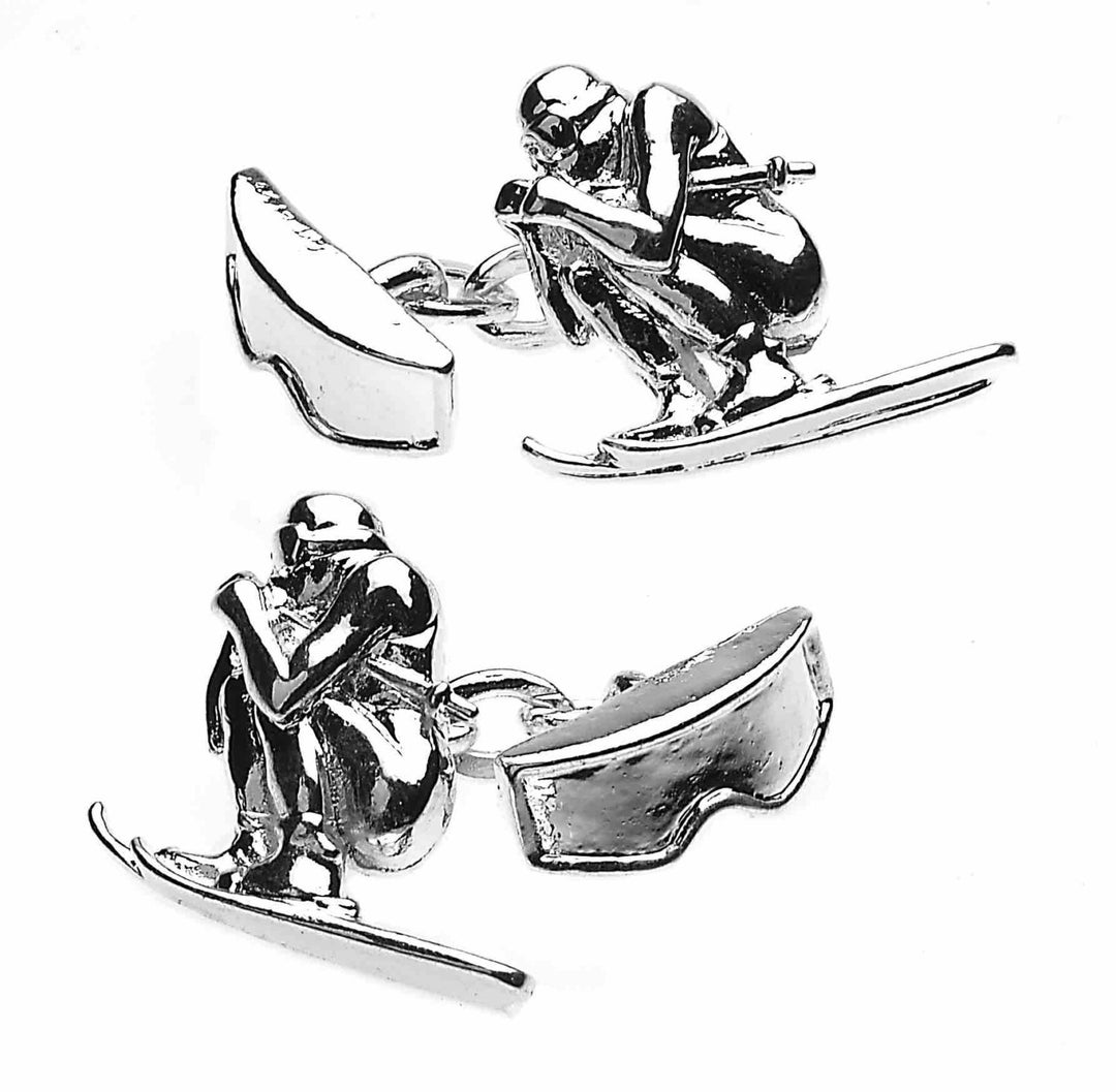 Sterling Silver Plated Snow Skier Cufflinks - Etsy