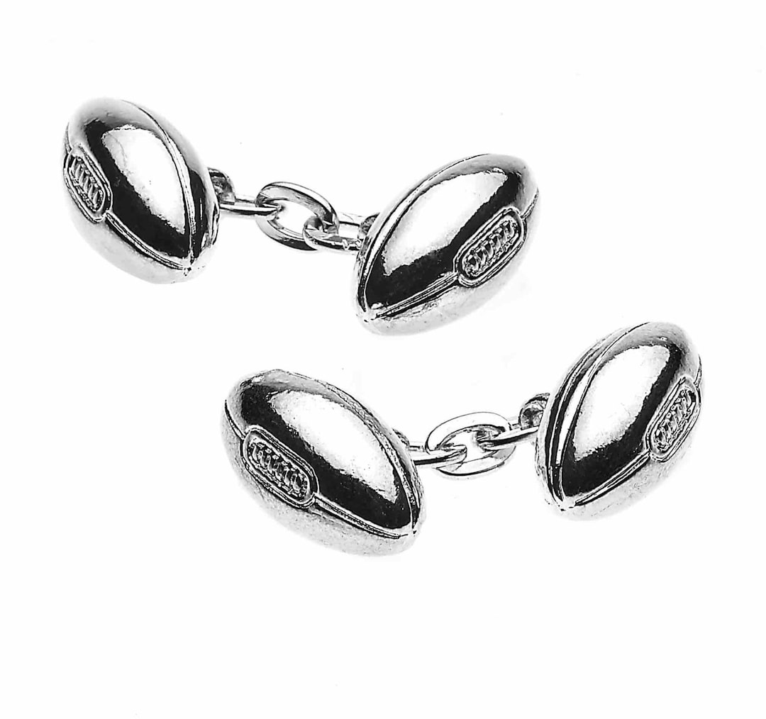 Men's Christopher Simpson Silver Plated Rugby Cufflinks - Etsy