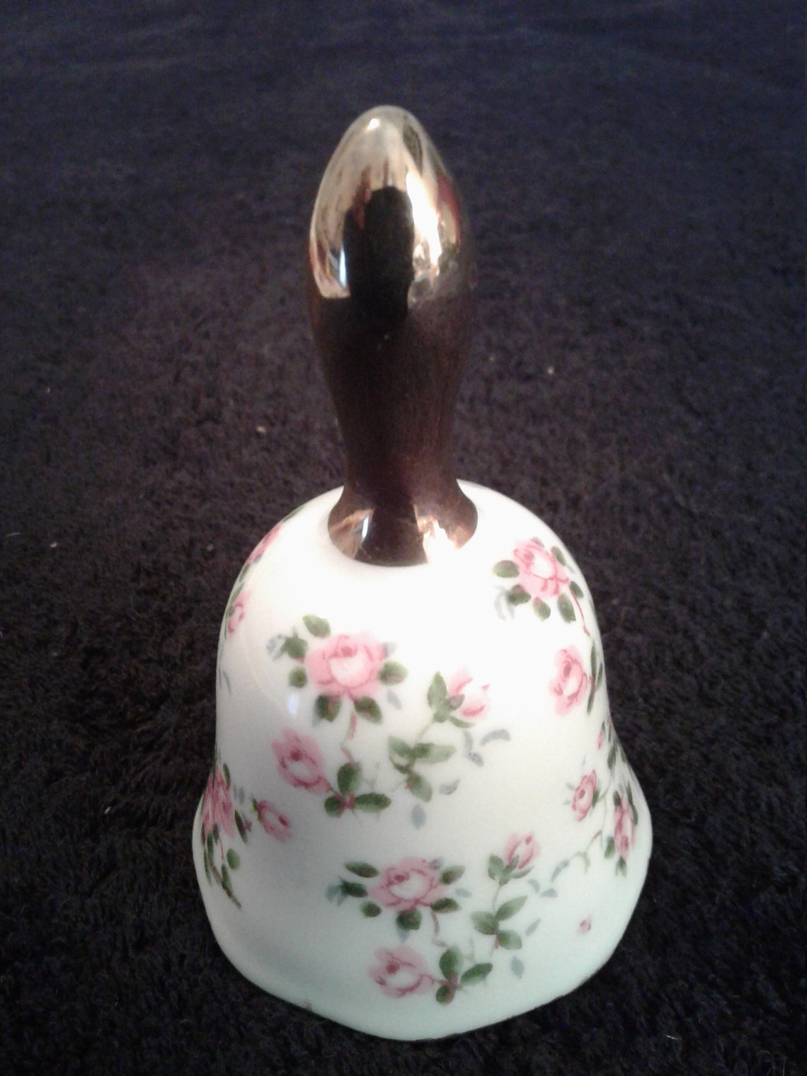 Vintage ENESCO Bell Pink Roses With Gold Handle Made in - Etsy