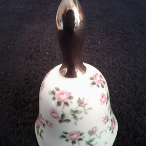 Vintage ENESCO Bell, Pink Roses With Gold Handle, Made in Japan, Circa ...