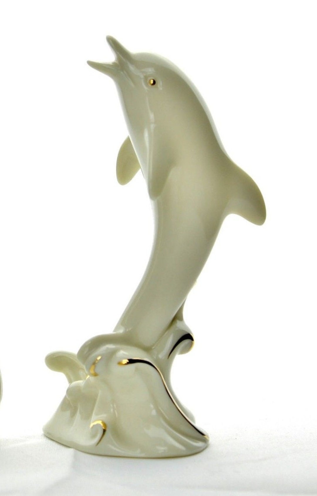Vintage Lenox Dolphin Figurines, Three, Ivory Bone China, 24KT Gold ...