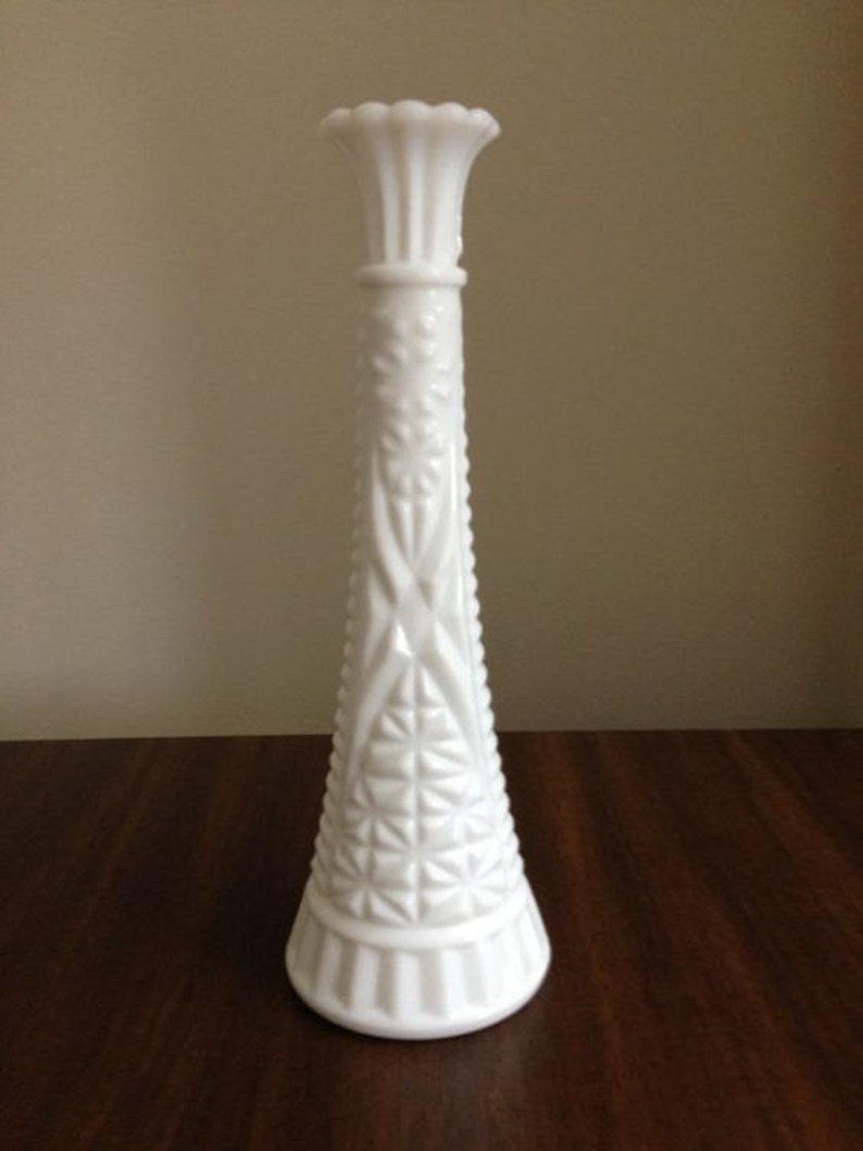 Vintage Milk Glass Bud Vase Tall By Anchor Hocking Star And Etsy