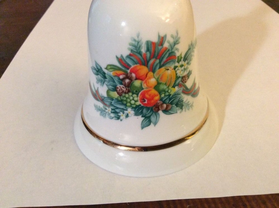 Vintage 1985 Avon Christmas Bell, White Porcelain With Gold Trim ...
